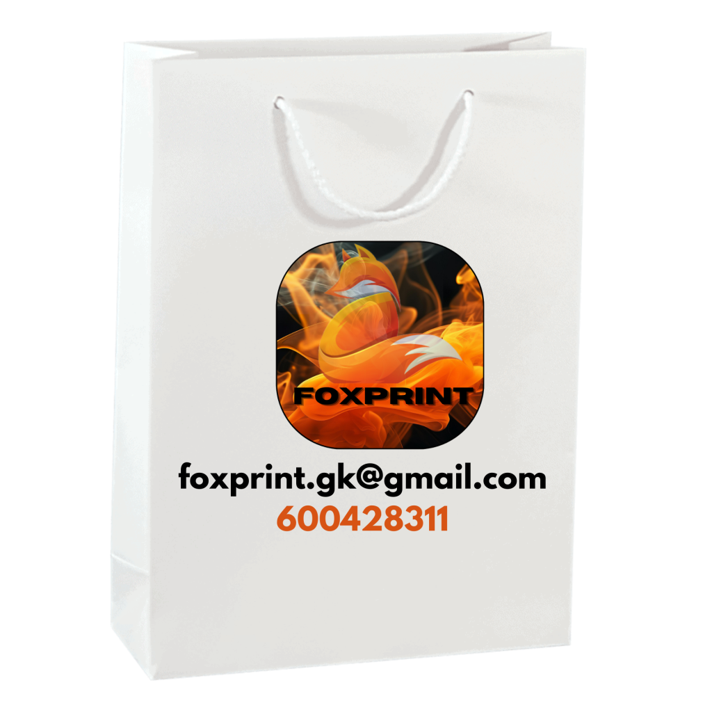 Torba papierowa premium 18x8x26cm biała A5 160g z nadrukiem dwustronnym ...